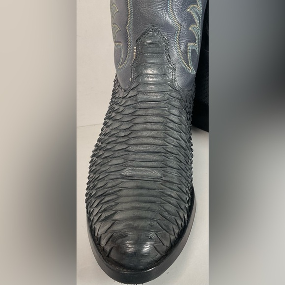 Nocona | Shoes | Vintage Nocona Dark Blue Python Snakeskin Cowboy Boots ...